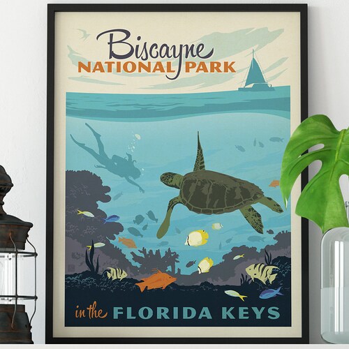 Biscayne National Park Travel Poster by Anderson Design Group | Etsy