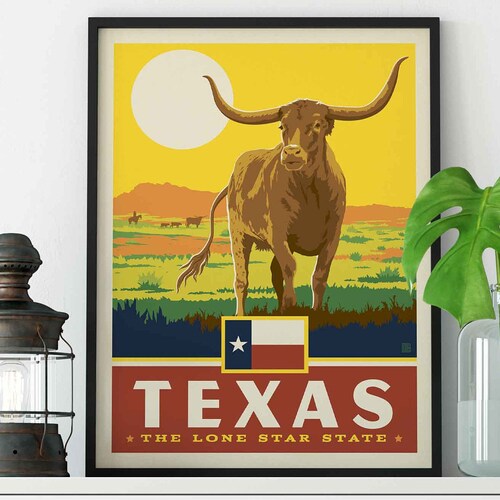Texas Watercolor Print Texas State Art Texas Painting Big | Etsy