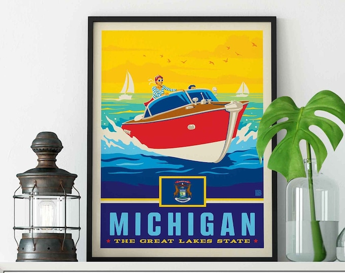 Michigan the Great Lakes State Travel Poster by Anderson Design Group ...