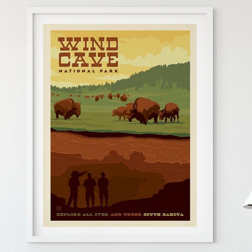 Wind Cave National Park Travel Poster by Anderson Design Group - Etsy