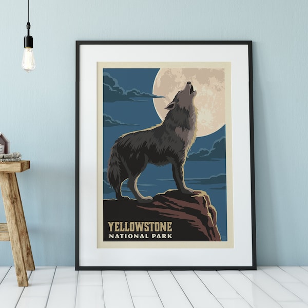 Yellowstone National Park Wolf Poster - Etsy