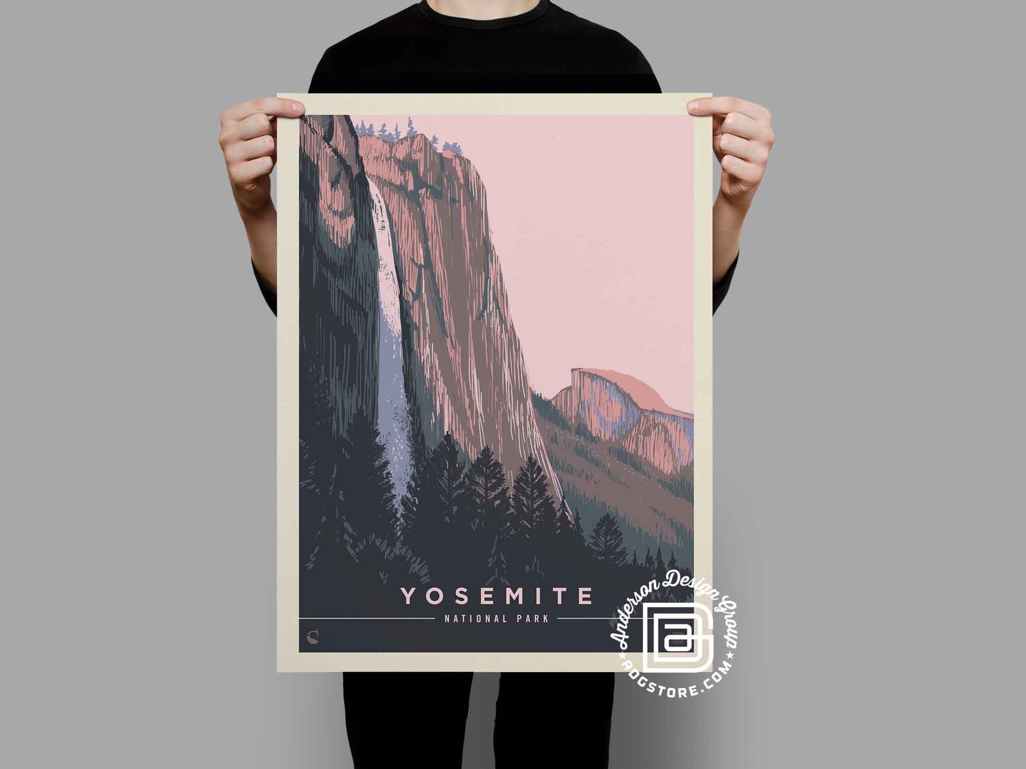 Yosemite National Park Vintage Travel Poster by Kenneth Crane - Etsy