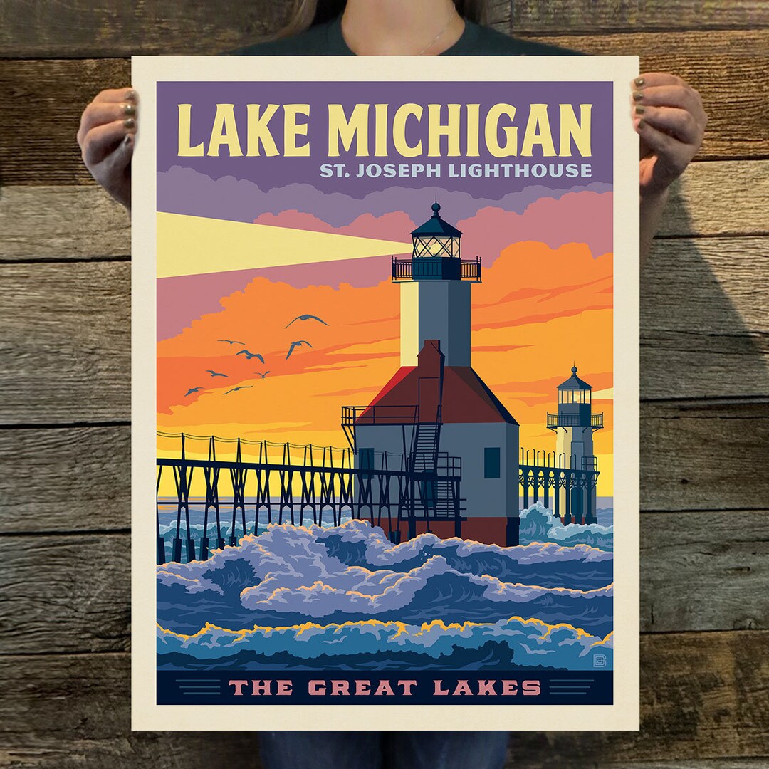 Great Lakes: Lake Michigan Travel Poster by Anderson Design Group ...