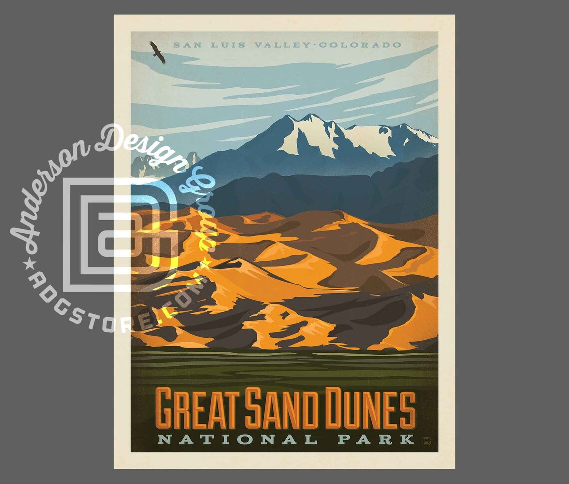 Great Sand Dunes National Park Travel Poster by Anderson | Etsy