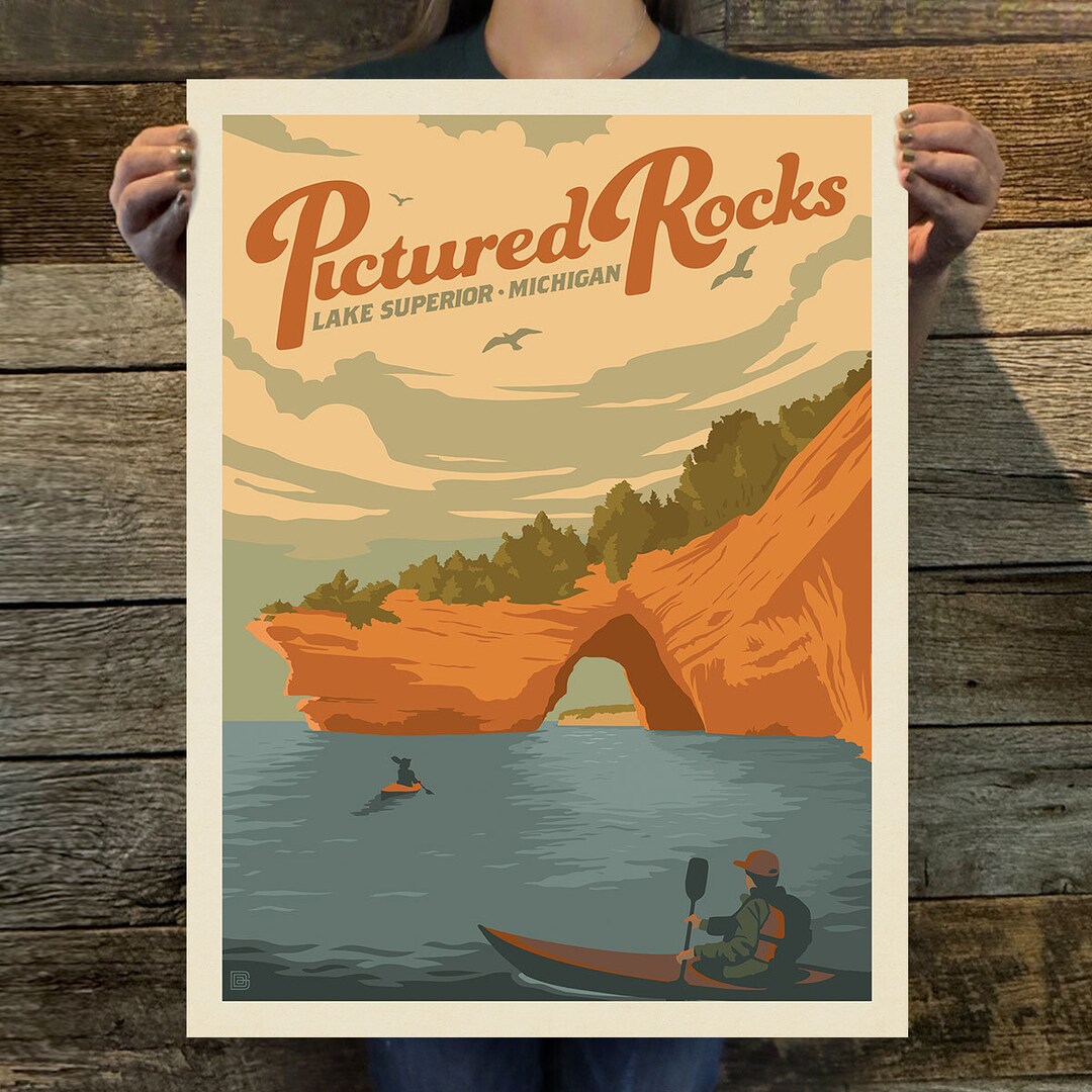 Pictured Rocks, Michigan Travel Poster by Anderson Design Group ...