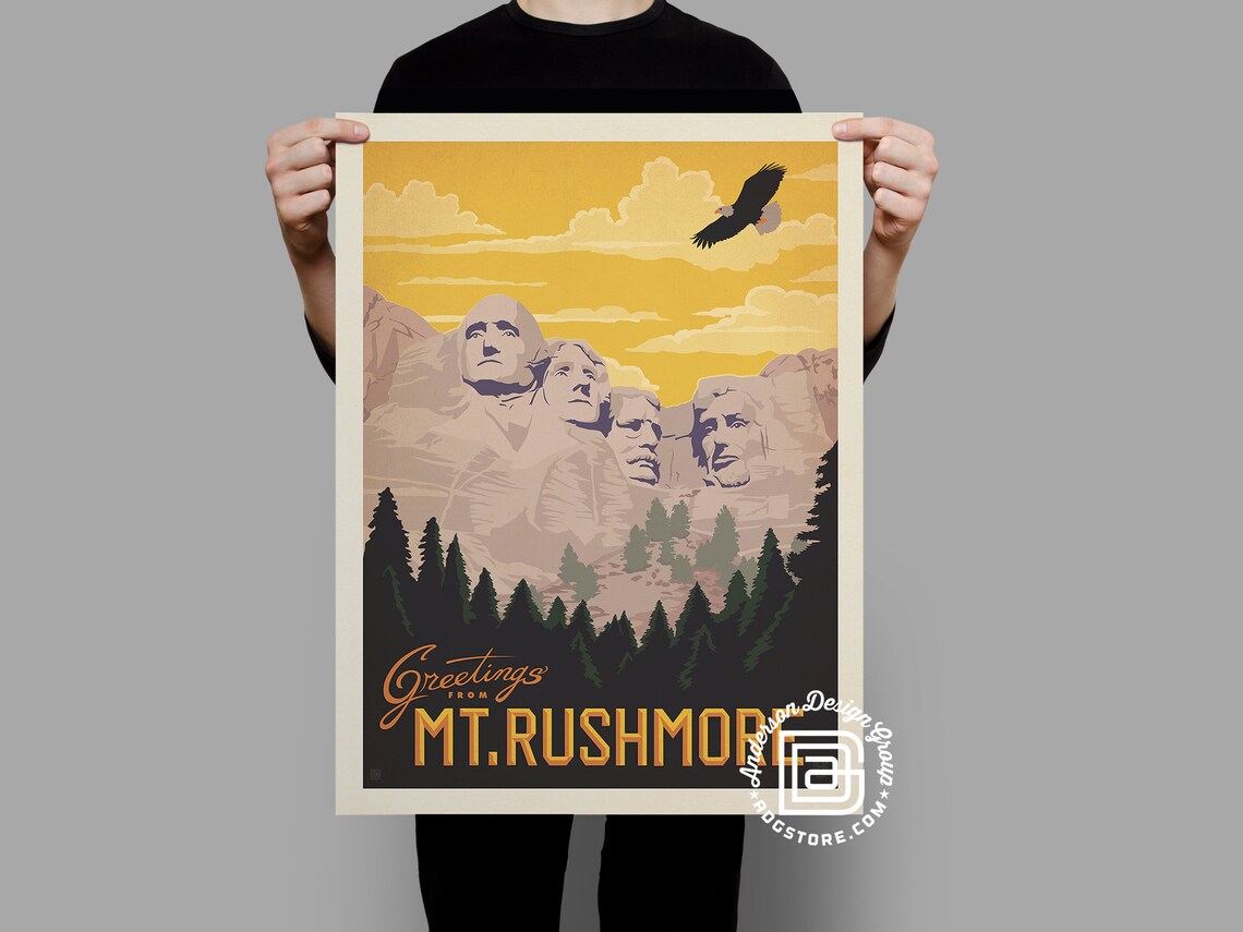 Mt. Rushmore National Memorial Travel Poster by Anderson Design Group ...