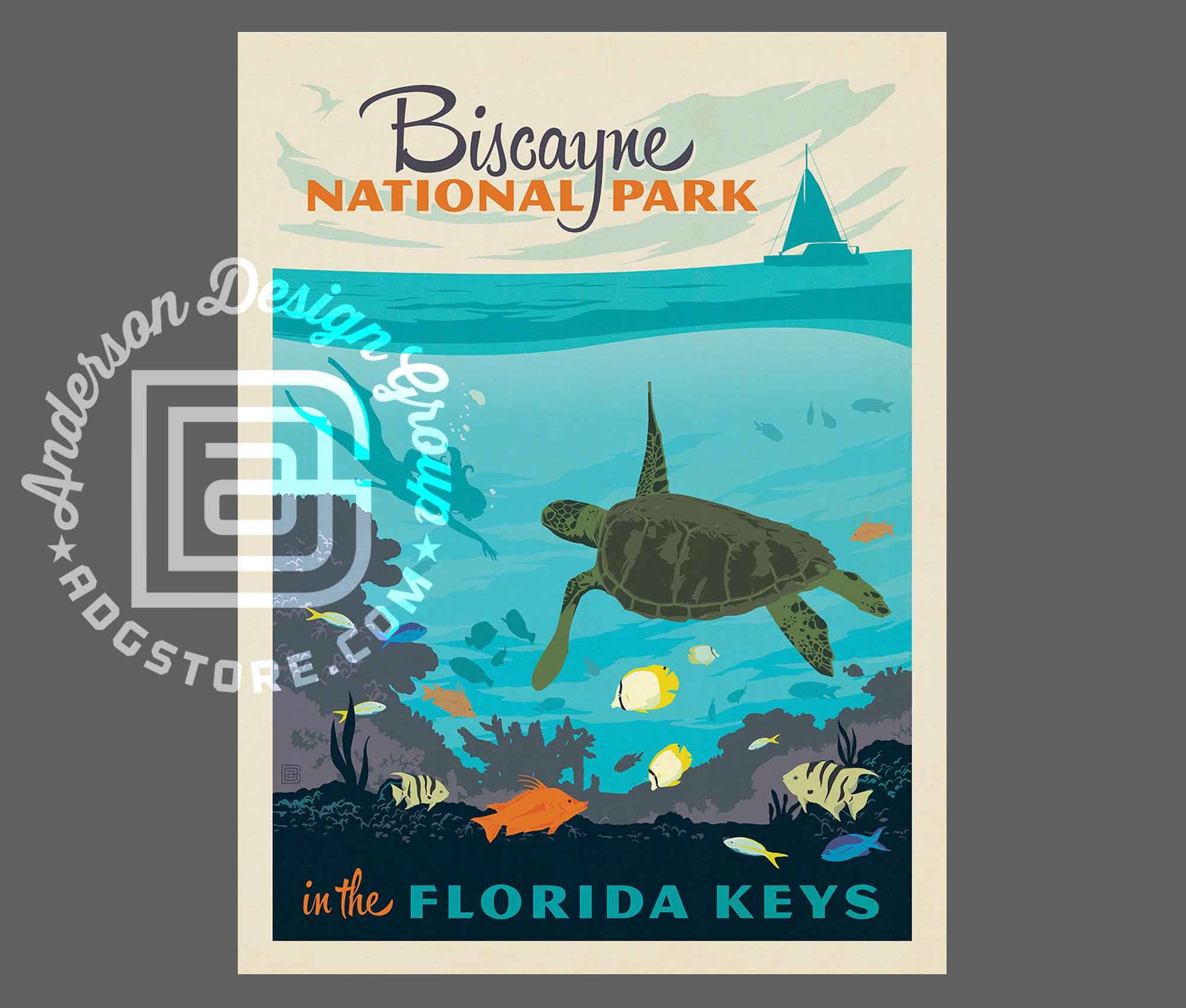 Biscayne National Park Travel Poster by Anderson Design Group - Etsy