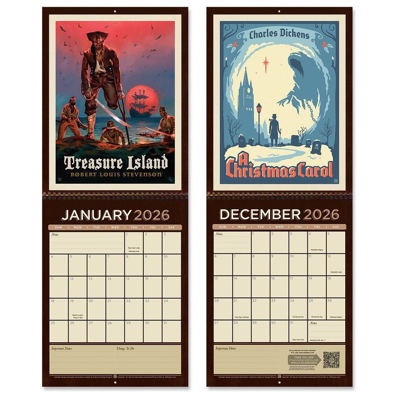 2026 Wall Calendar: Literary Classics | 2026 Literary Wall Calendar ...