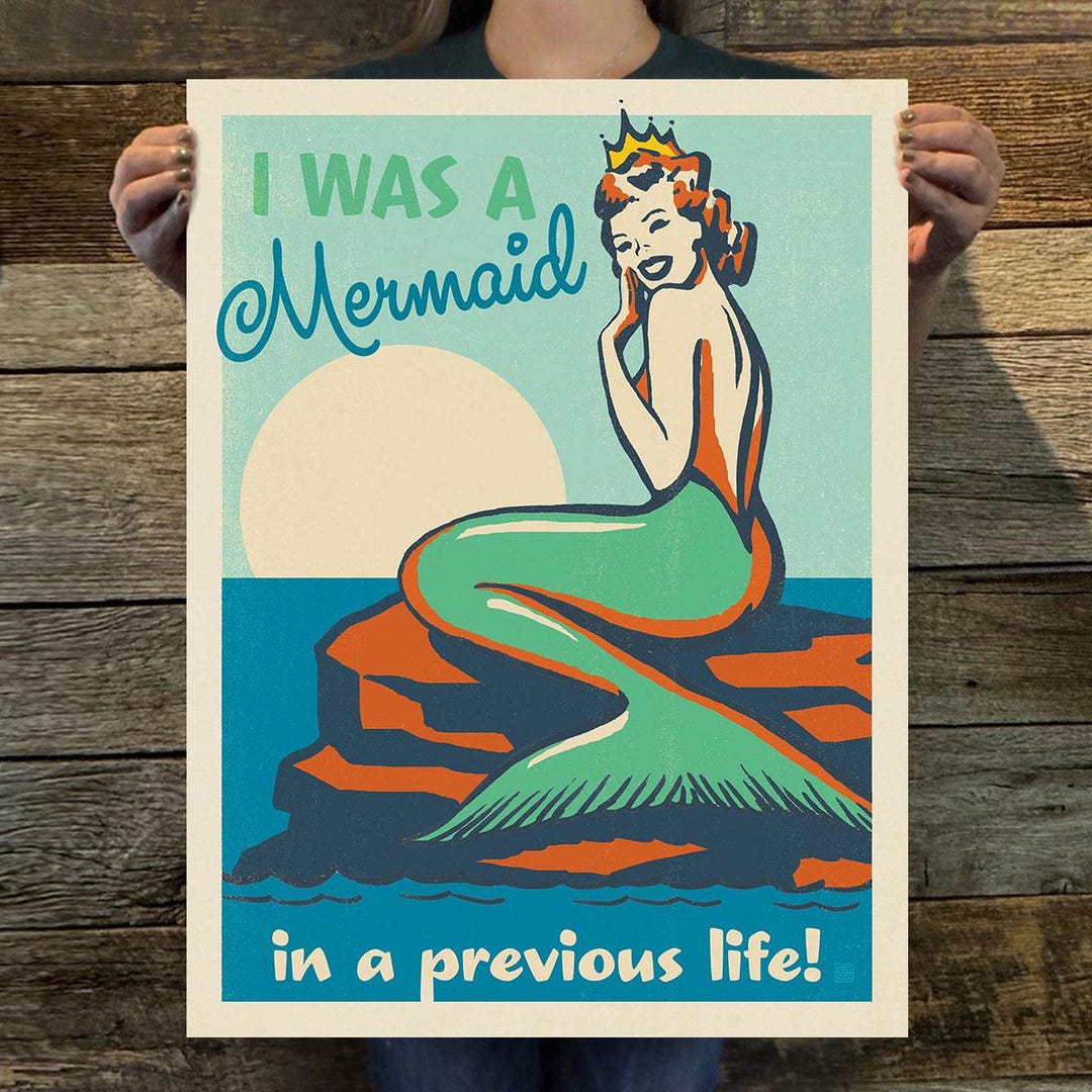Mermaid in a Previous Life Travel Poster by Anderson Design Group ...