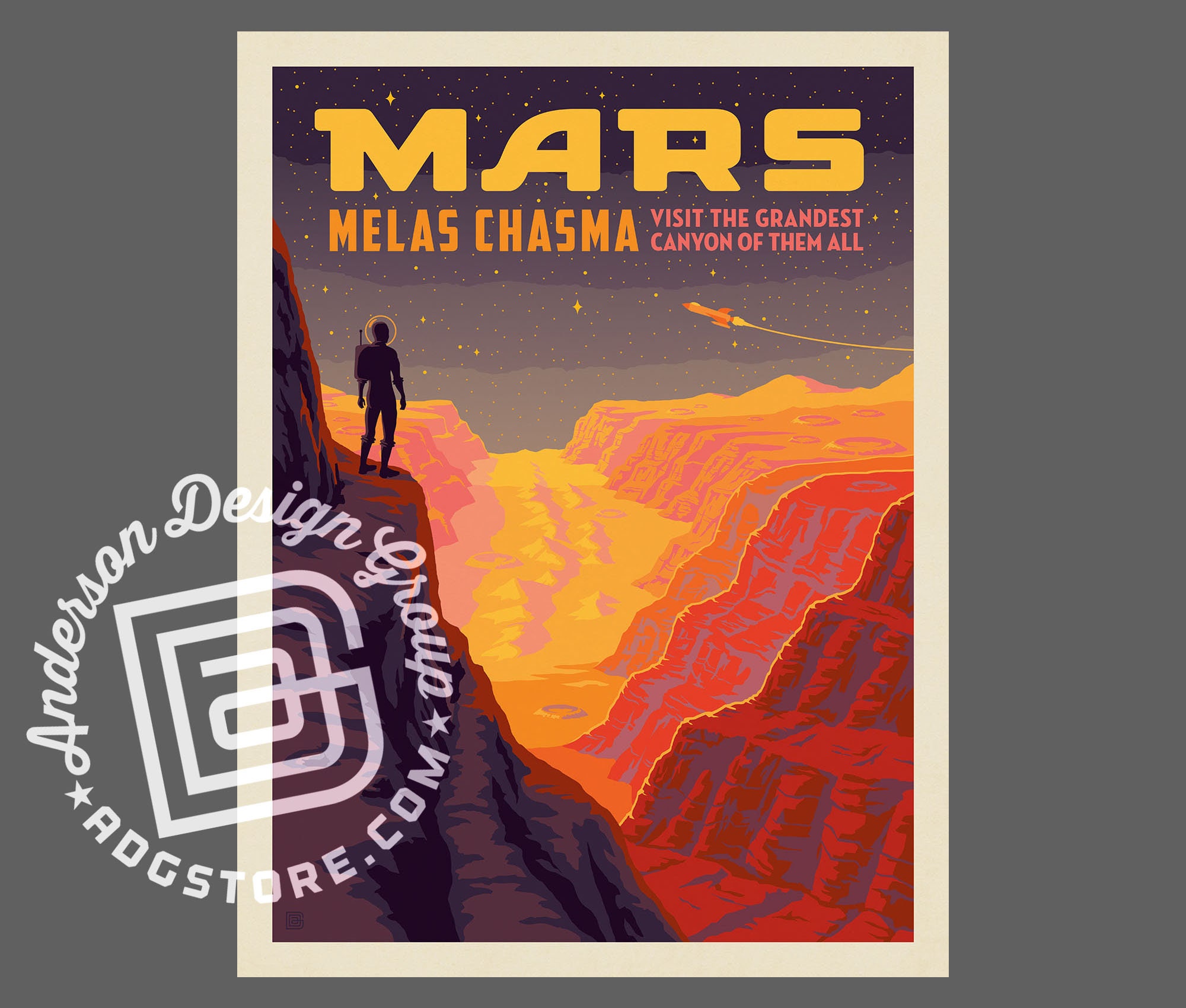 Mars: Melas Chasma Poster by Anderson Design Group | Space Travel Print ...