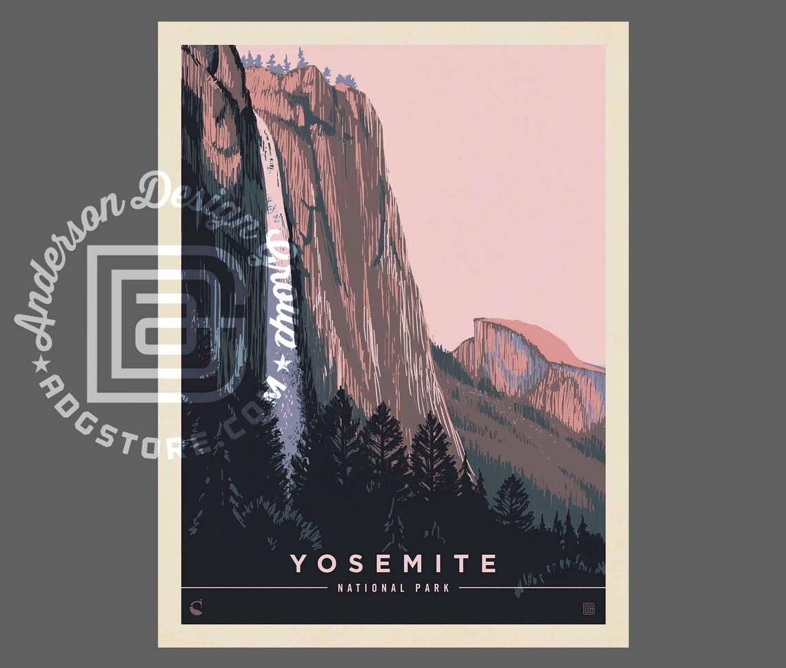Yosemite National Park Vintage Travel Poster by Kenneth Crane and ...