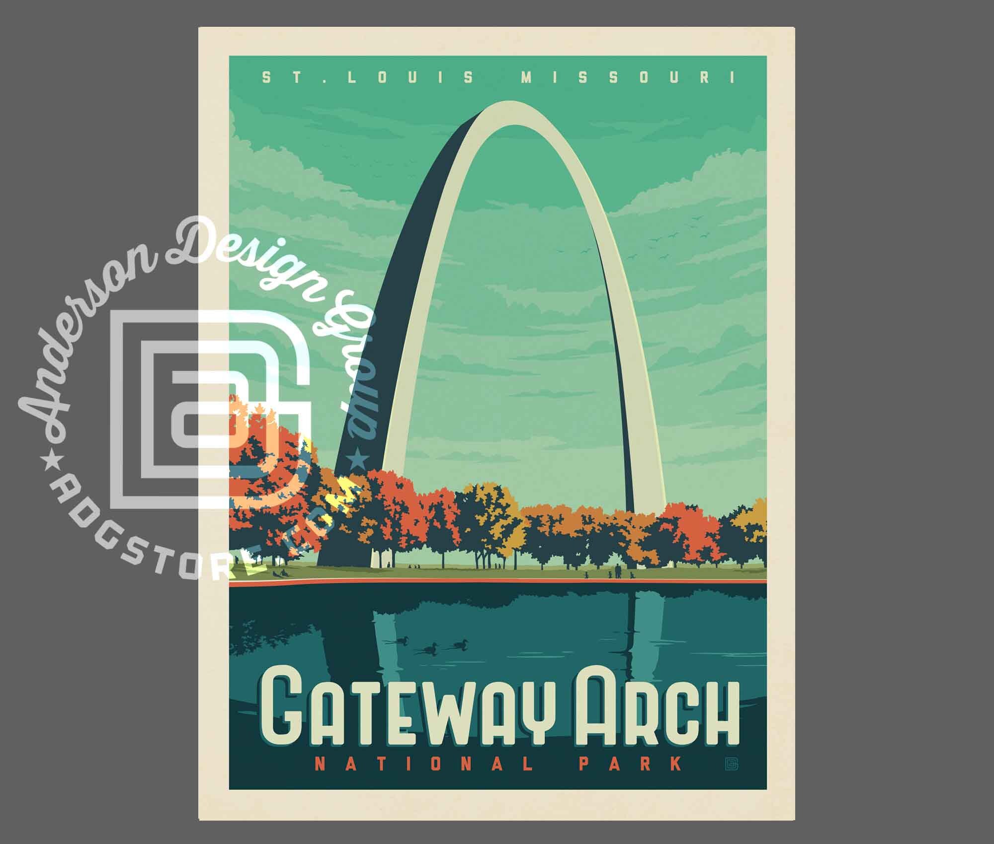 Gateway Arch National Park Travel Poster by Anderson Design - Etsy