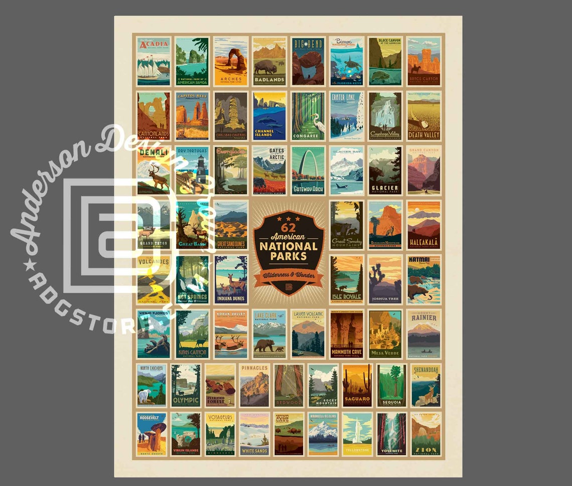 National Parks of the USA Travel Poster by Anderson Design | Etsy