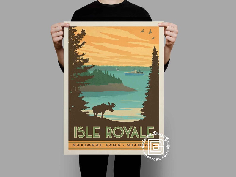 Isle Royale National Park Travel Poster by Anderson Design - Etsy