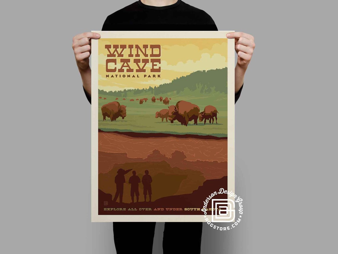 Wind Cave National Park Travel Poster by Anderson Design Group ...