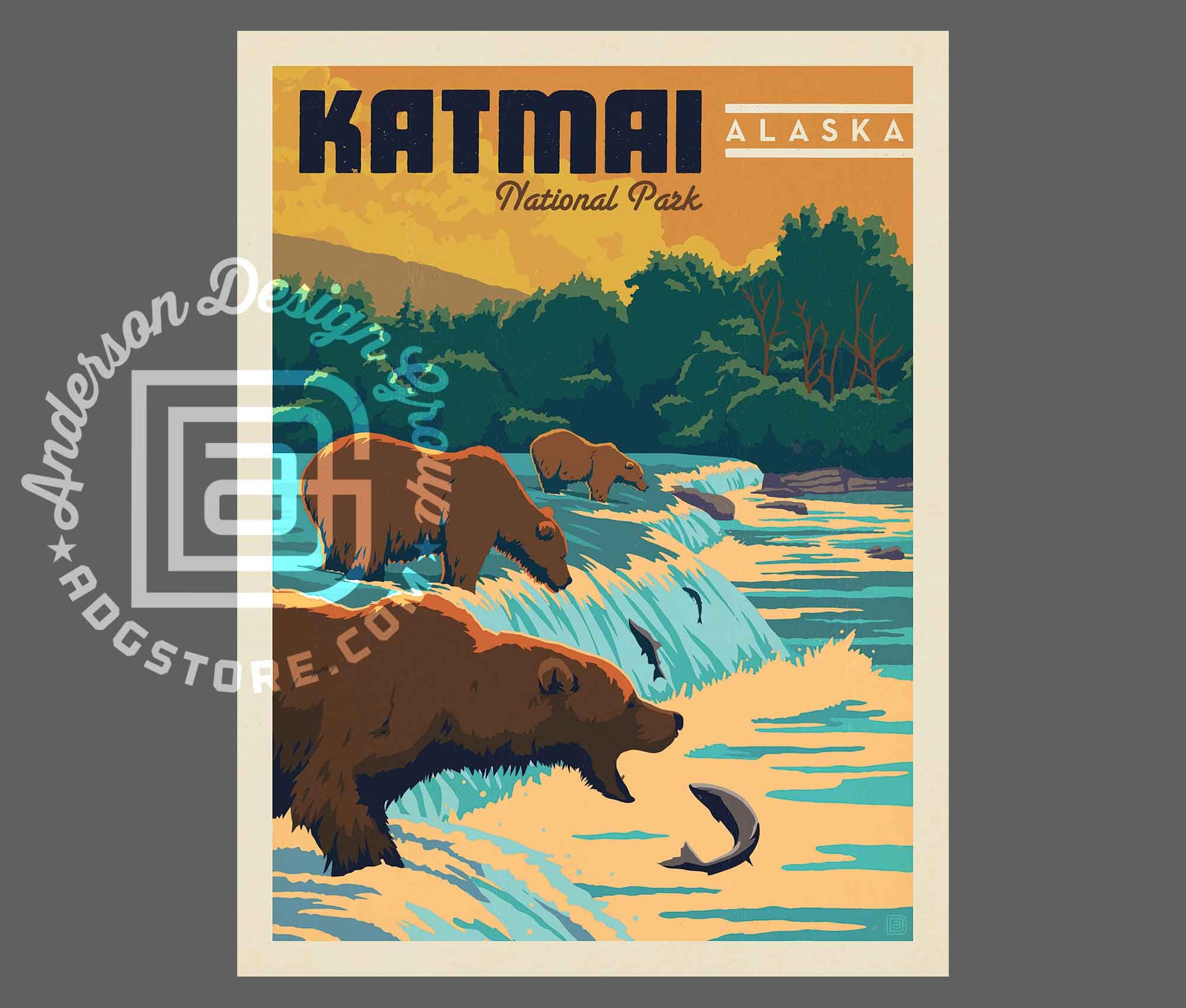 Katmai National Park Travel Poster by Anderson Design Group | National ...