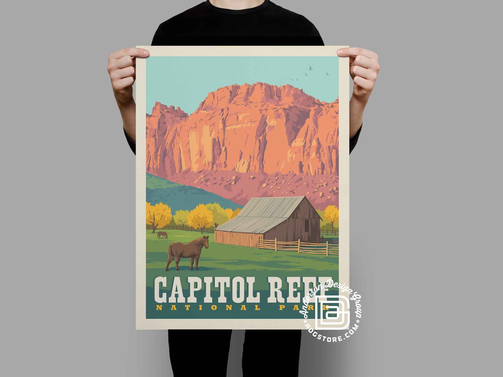 Capitol Reef National Park Travel Poster by Anderson Design | Etsy