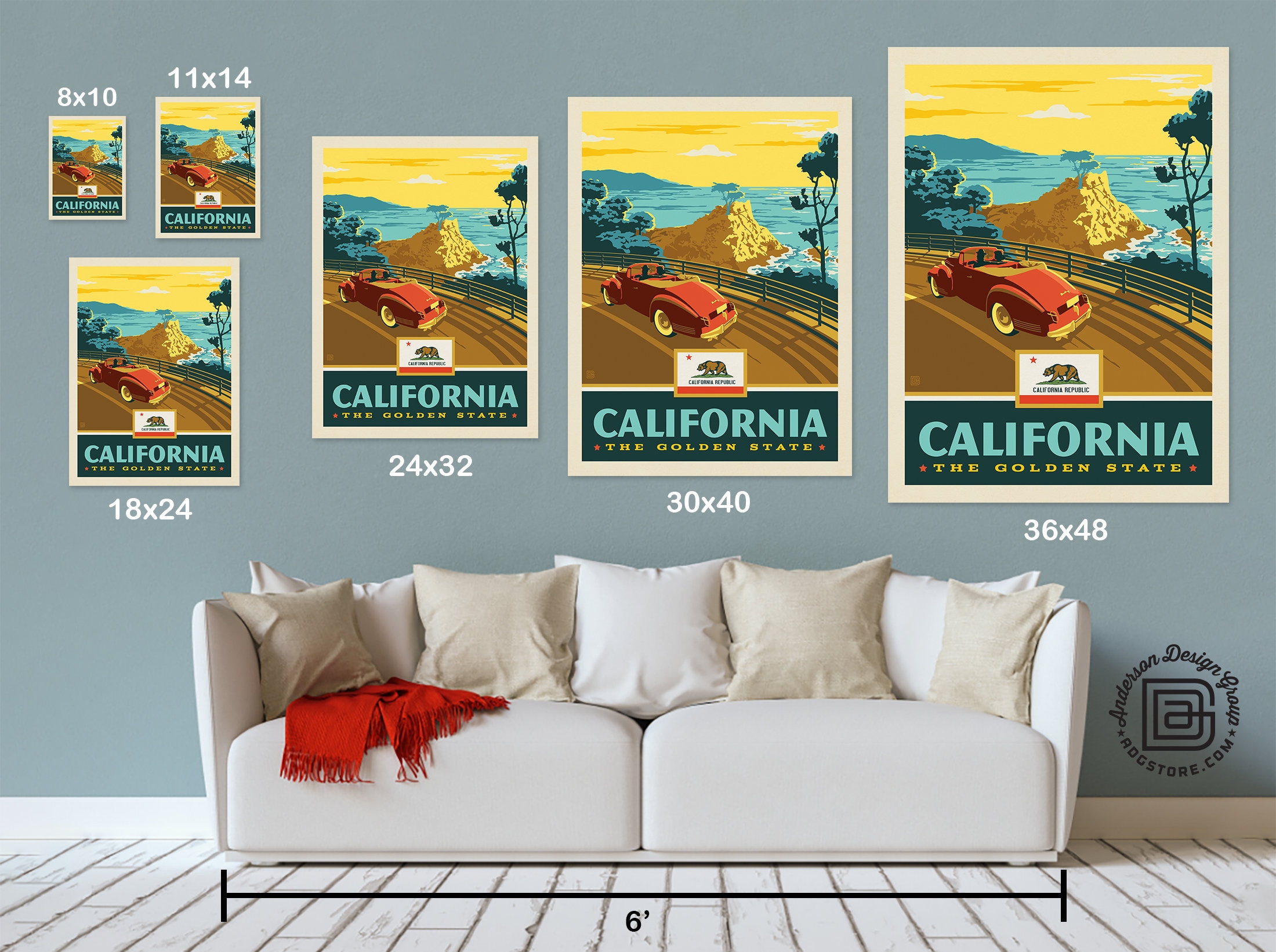 California The Golden State Vintage Poster by Anderson Design | Etsy