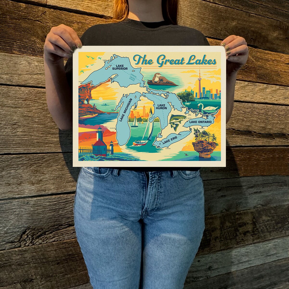 The Great Lakes: Map Travel Poster by Anderson Design Group | American ...