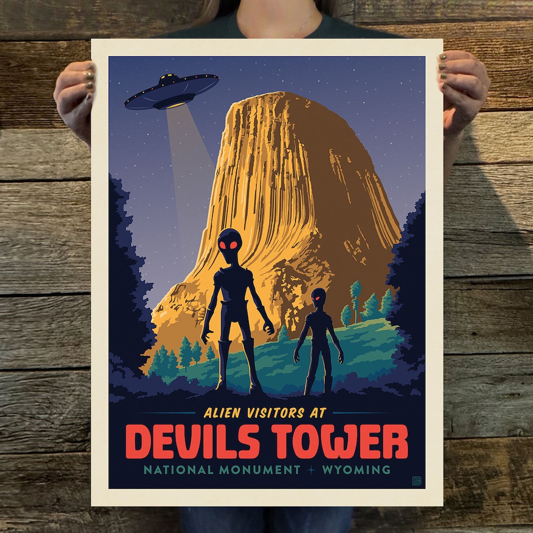 Devils Tower National Monument: Aliens Travel Poster by Anderson Design Group | National Park ...