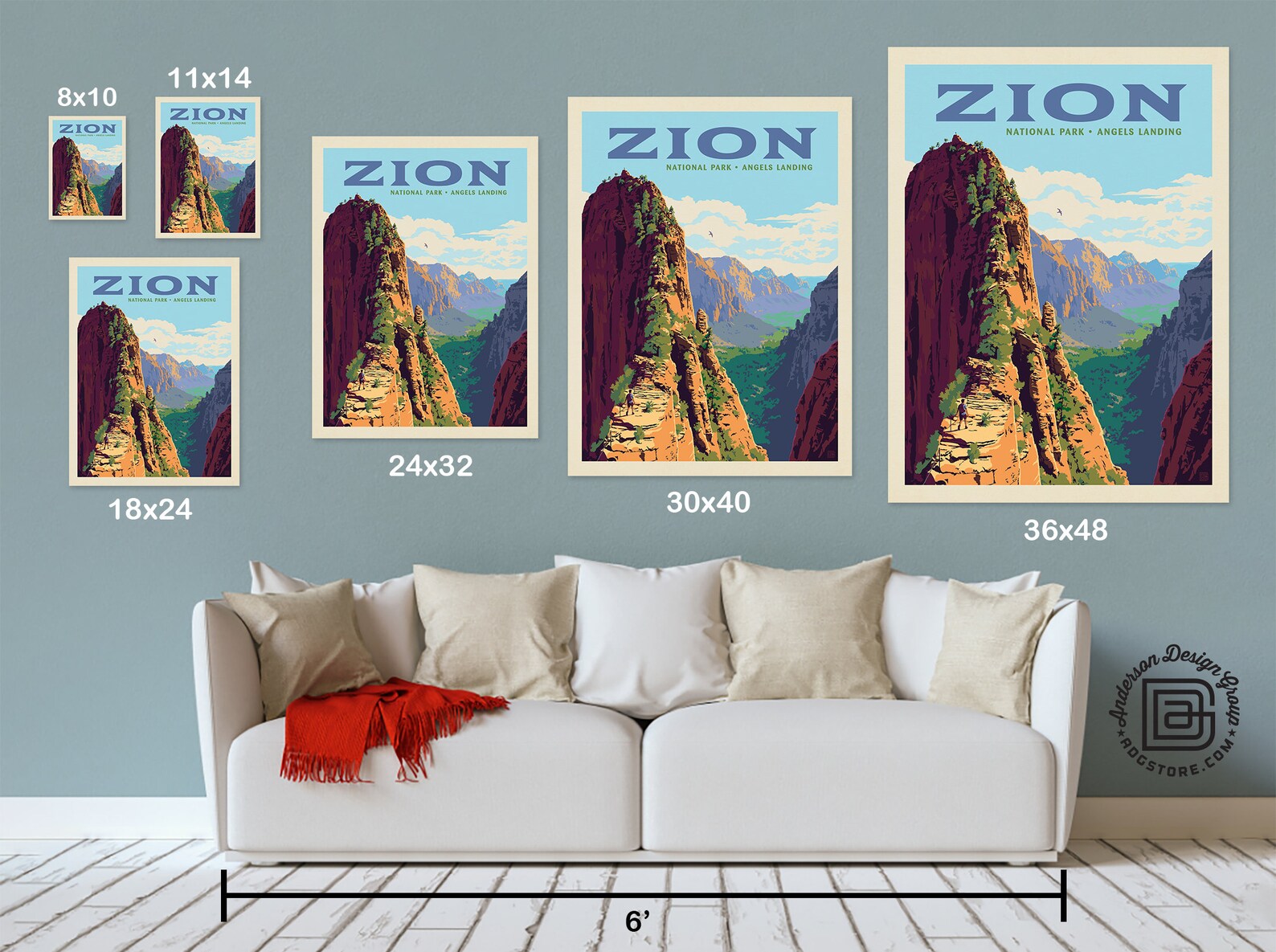 Zion National Park Angels Landing Travel Poster by Anderson Design ...