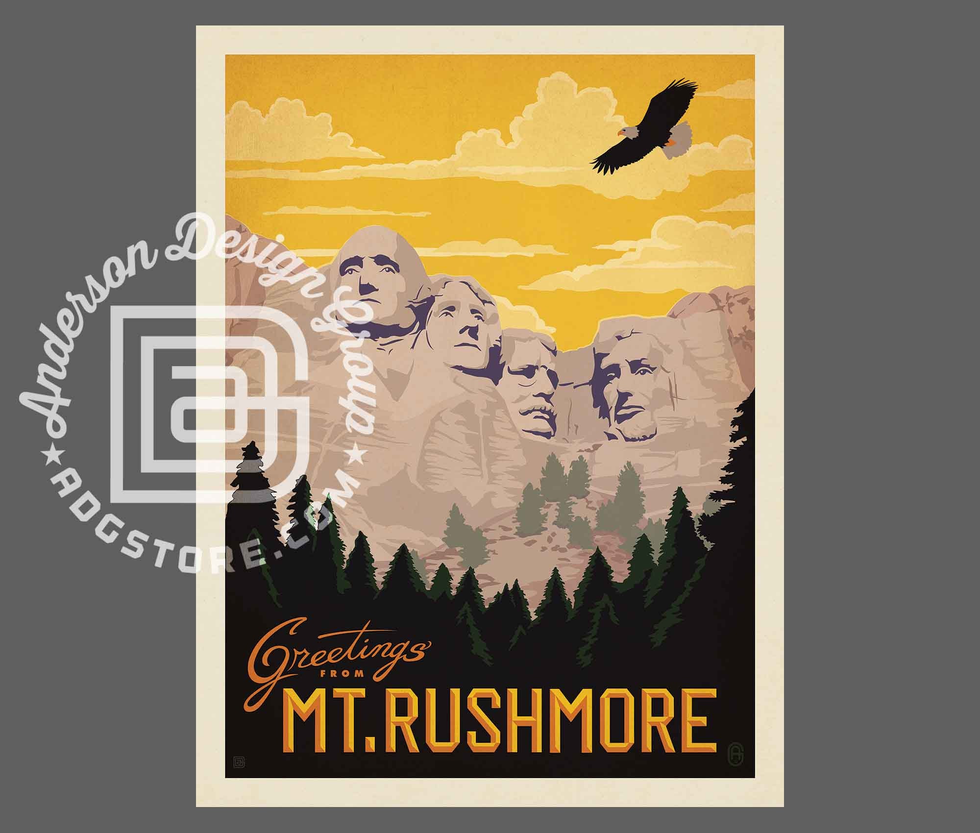 Mt. Rushmore National Memorial Travel Poster by Anderson Design Group ...