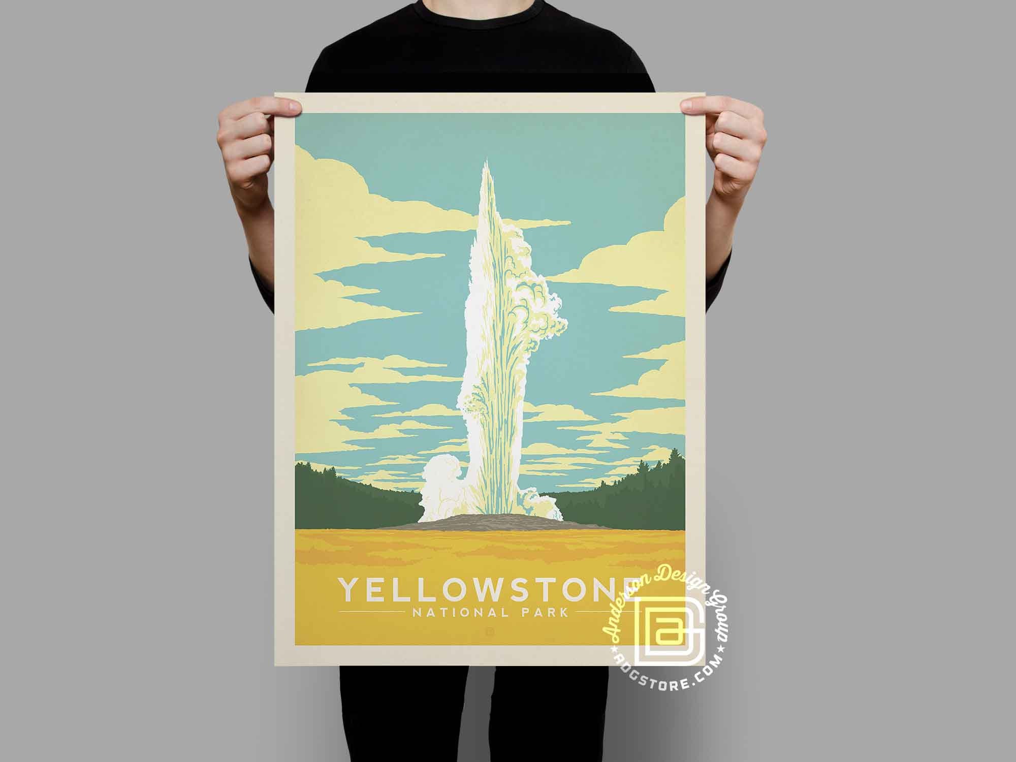 Yellowstone National Park Travel Poster by Anderson Design | Etsy