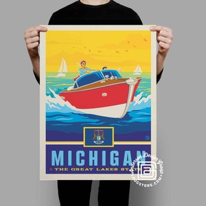 Michigan the Great Lakes State Travel Poster by Anderson Design Group ...