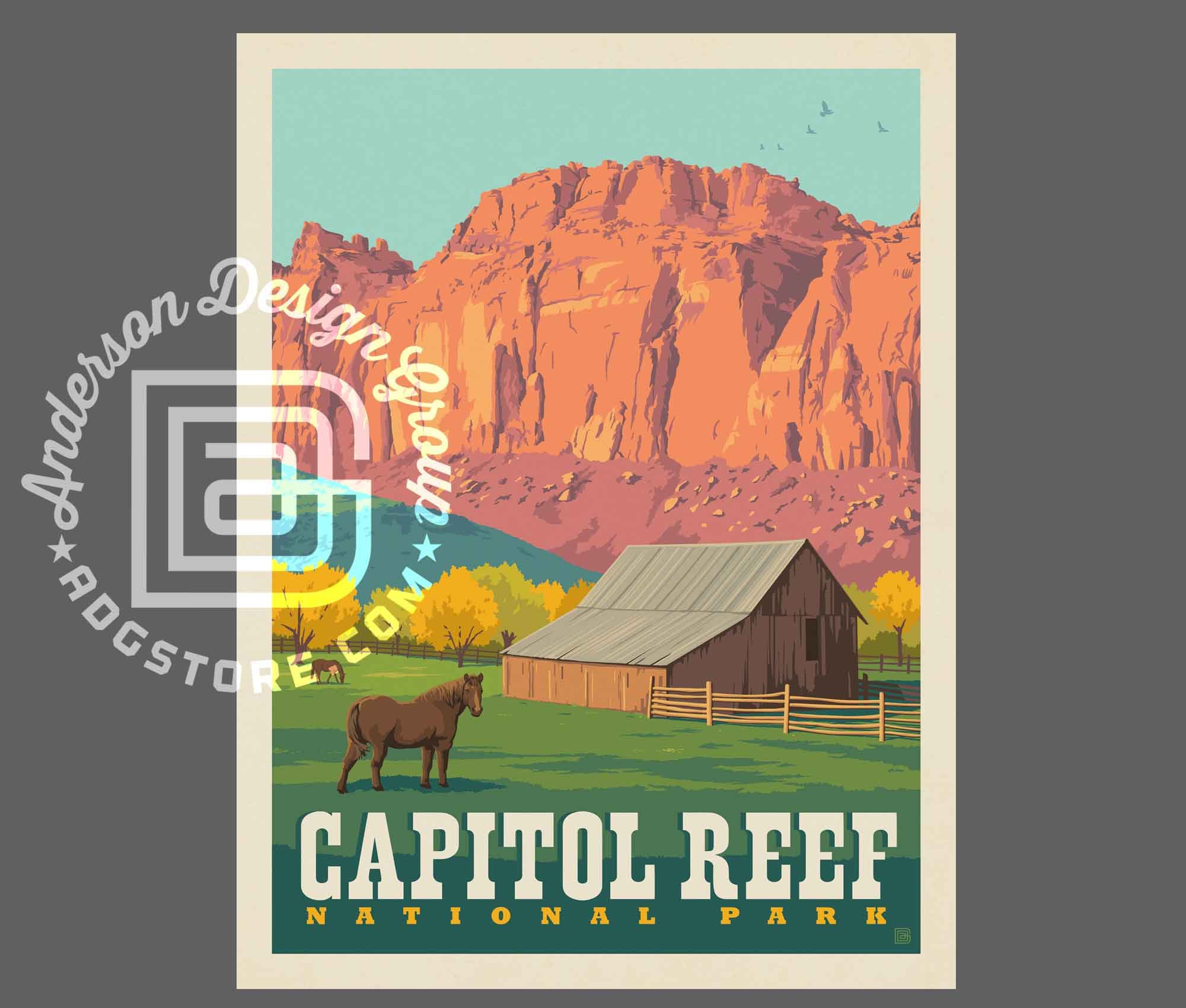 Capitol Reef National Park Travel Poster by Anderson Design - Etsy