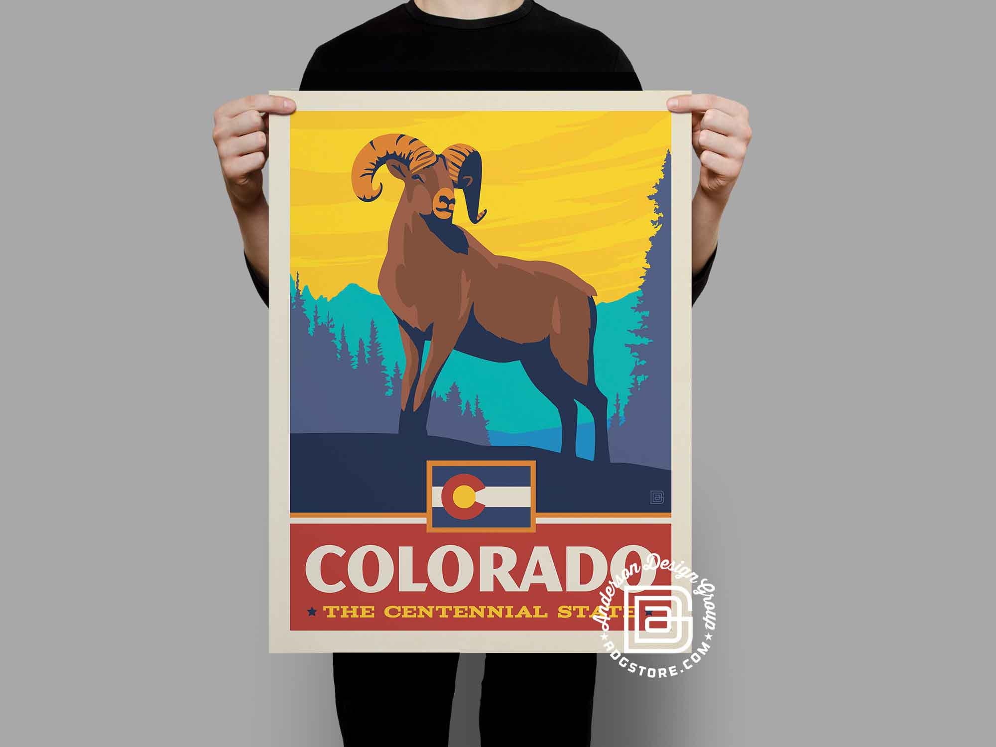 Colorado the Centennial State Travel Poster by Anderson Design - Etsy