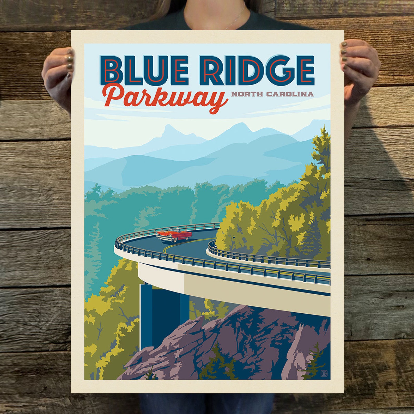 Blue Ridge Parkway: Linn Cove Viaduct Travel Poster by Anderson Design ...