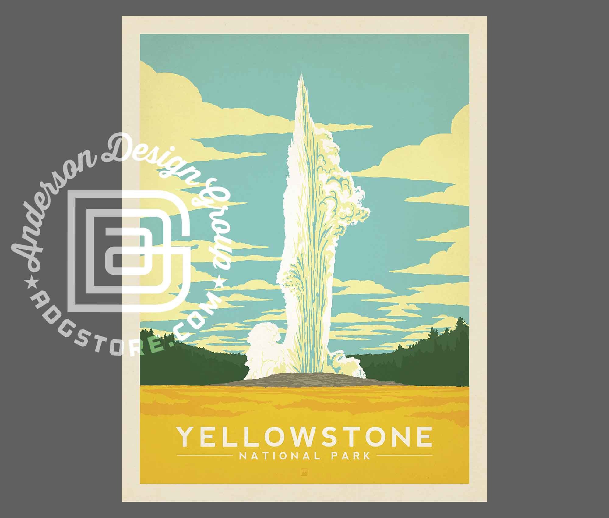 Yellowstone National Park Travel Poster by Anderson Design | Etsy