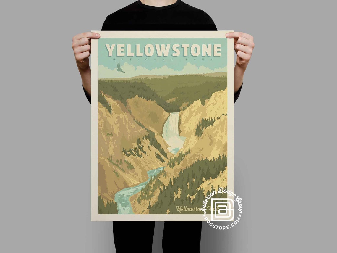 Yellowstone National Park Travel Poster by Anderson Design | Etsy
