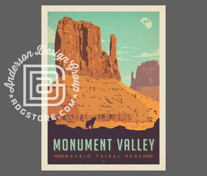 Monument Valley National Park Travel Poster by Anderson Design - Etsy