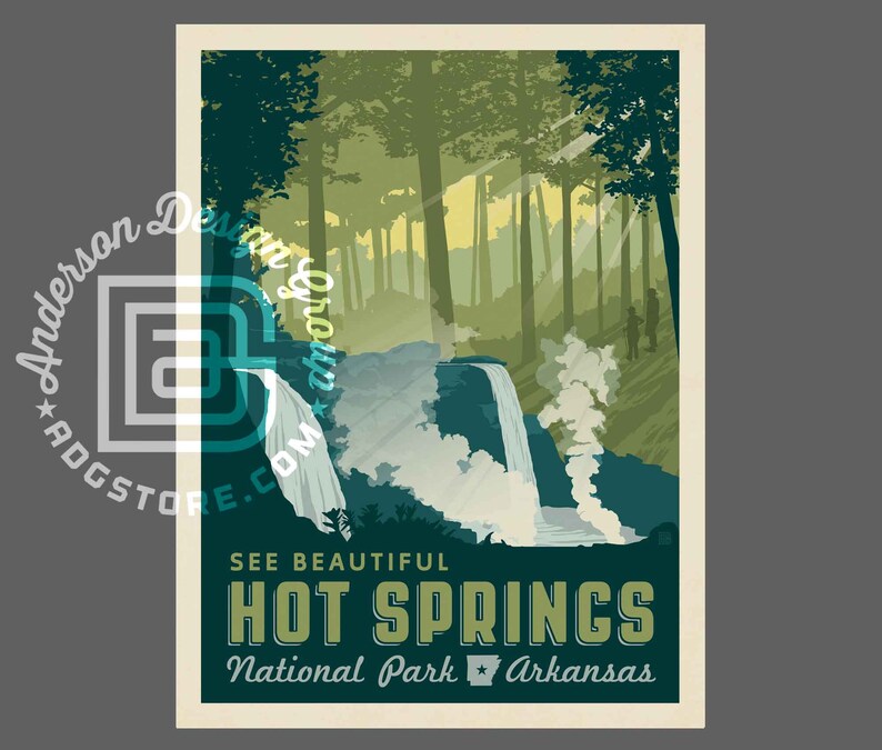 Hot Springs National Park Travel Poster by Anderson Design | Etsy