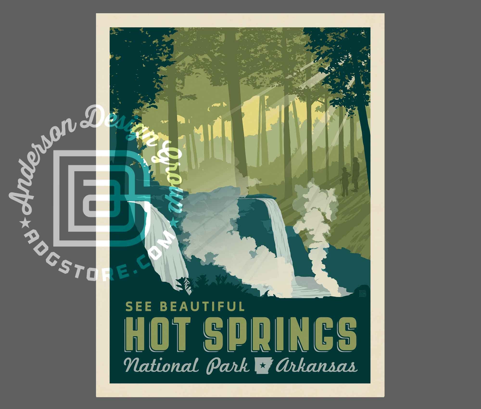 Hot Springs National Park Travel Poster by Anderson Design - Etsy
