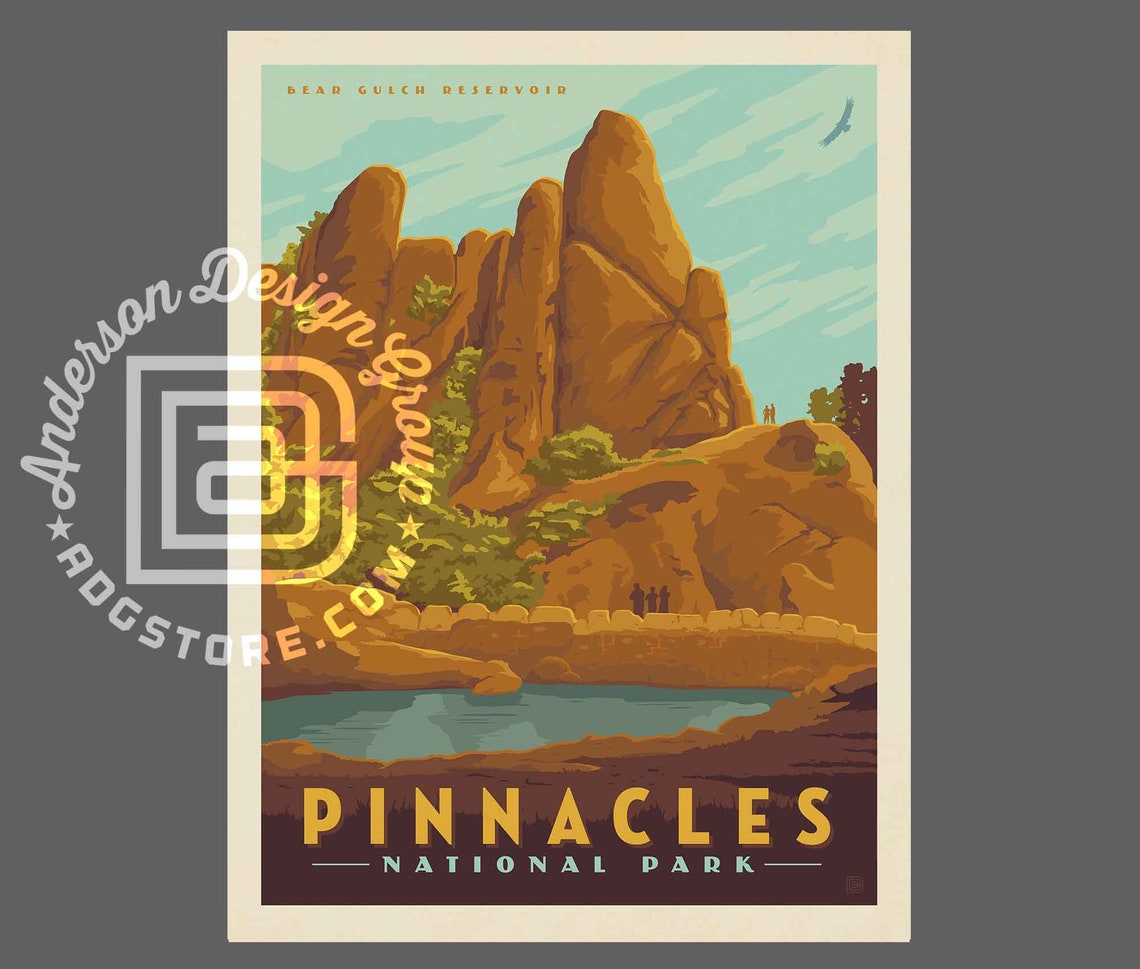 Pinnacles National Park Travel Poster by Anderson Design Group | Etsy