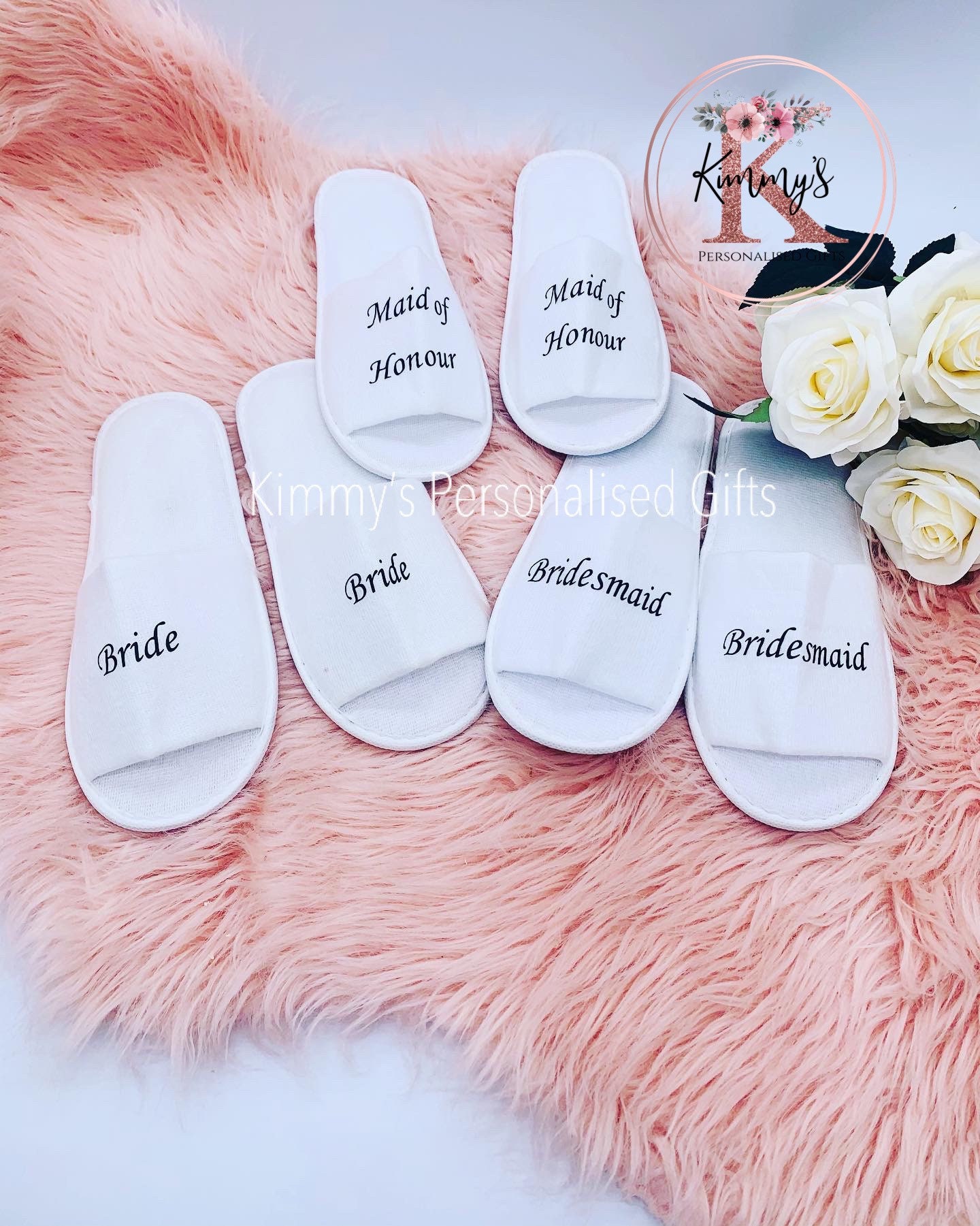 Bridesmaid Slippers, Personalised Slippers, Bride Slippers, Flower Girl ...