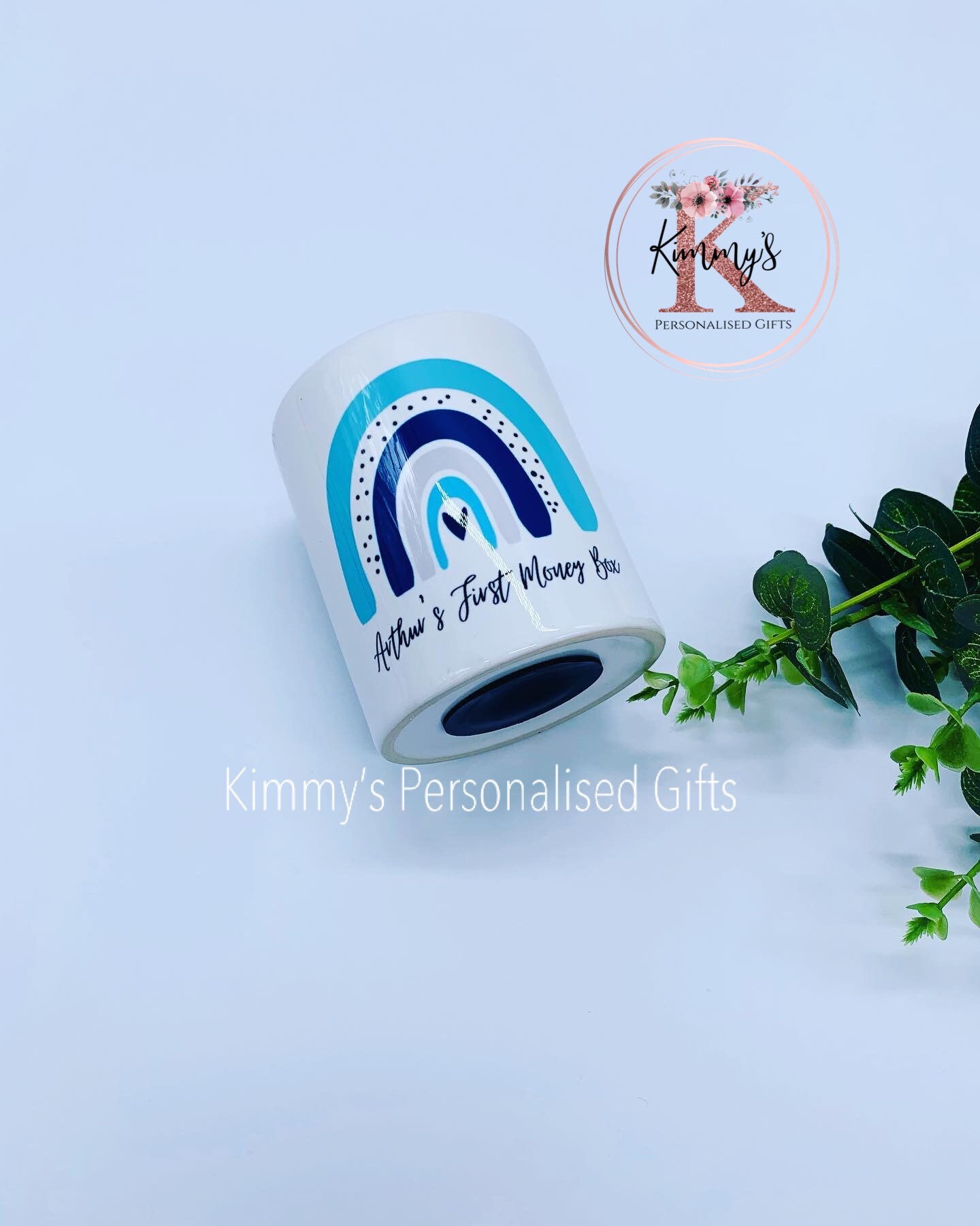 Baby Boy Money Box, My First Money Box, Rainbow Money Box, Blue Rainbow ...