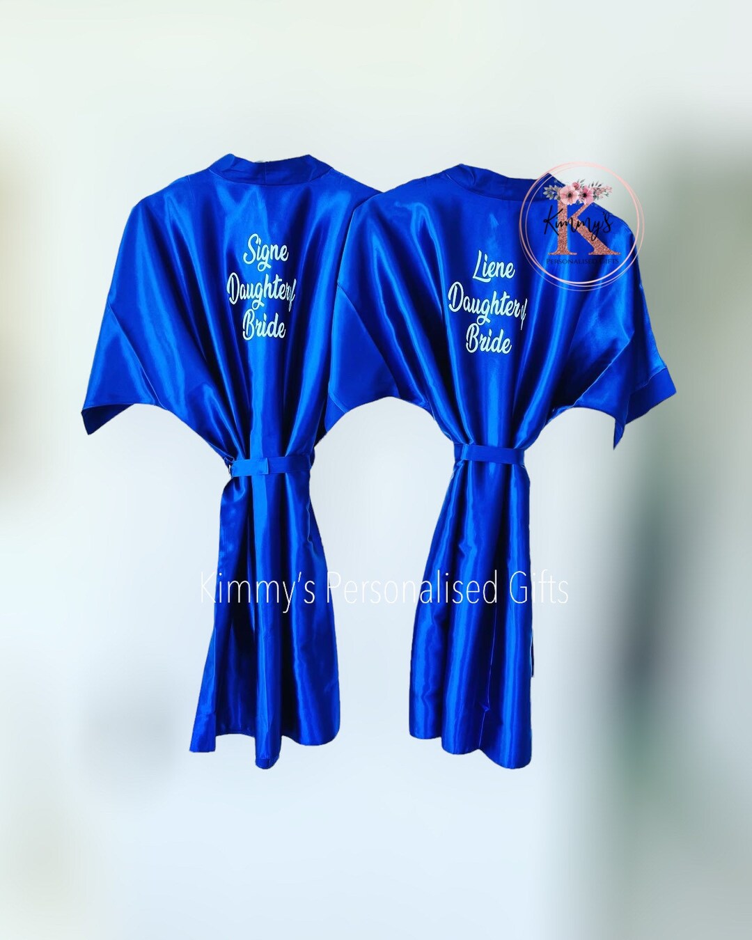 Bridal Robe, Royal Blue Robe, Bridal Gown, Personalised Robes, Dressing ...