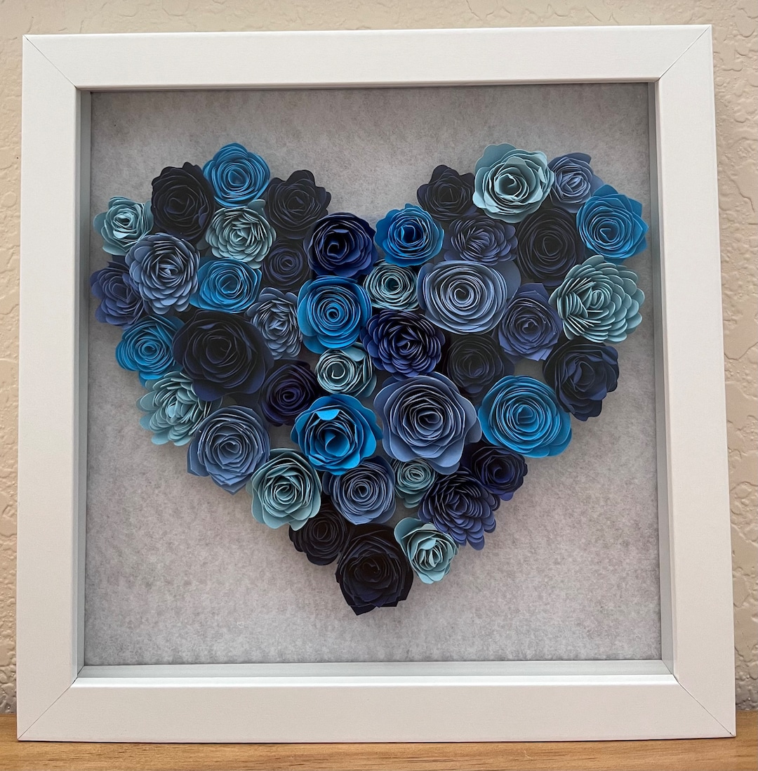 Blue Heart Flower Art - Etsy
