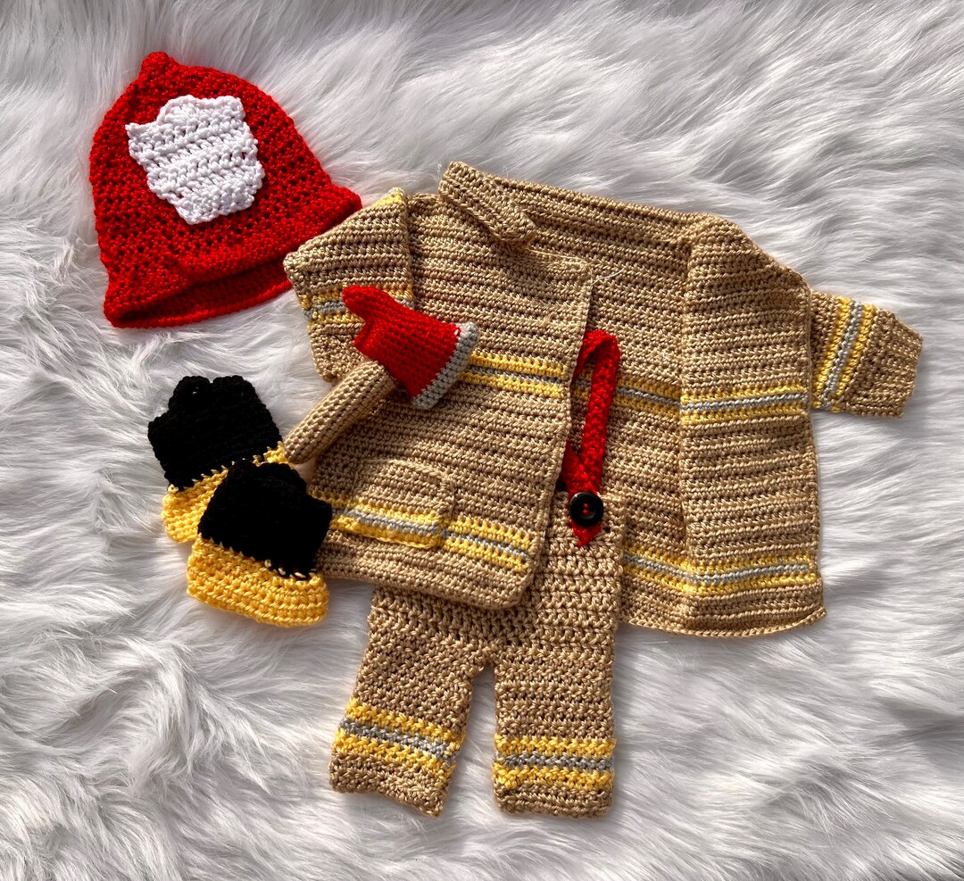 Crochet Fireman Set, Firefighter Newborn Outfit, Firefighter ...
