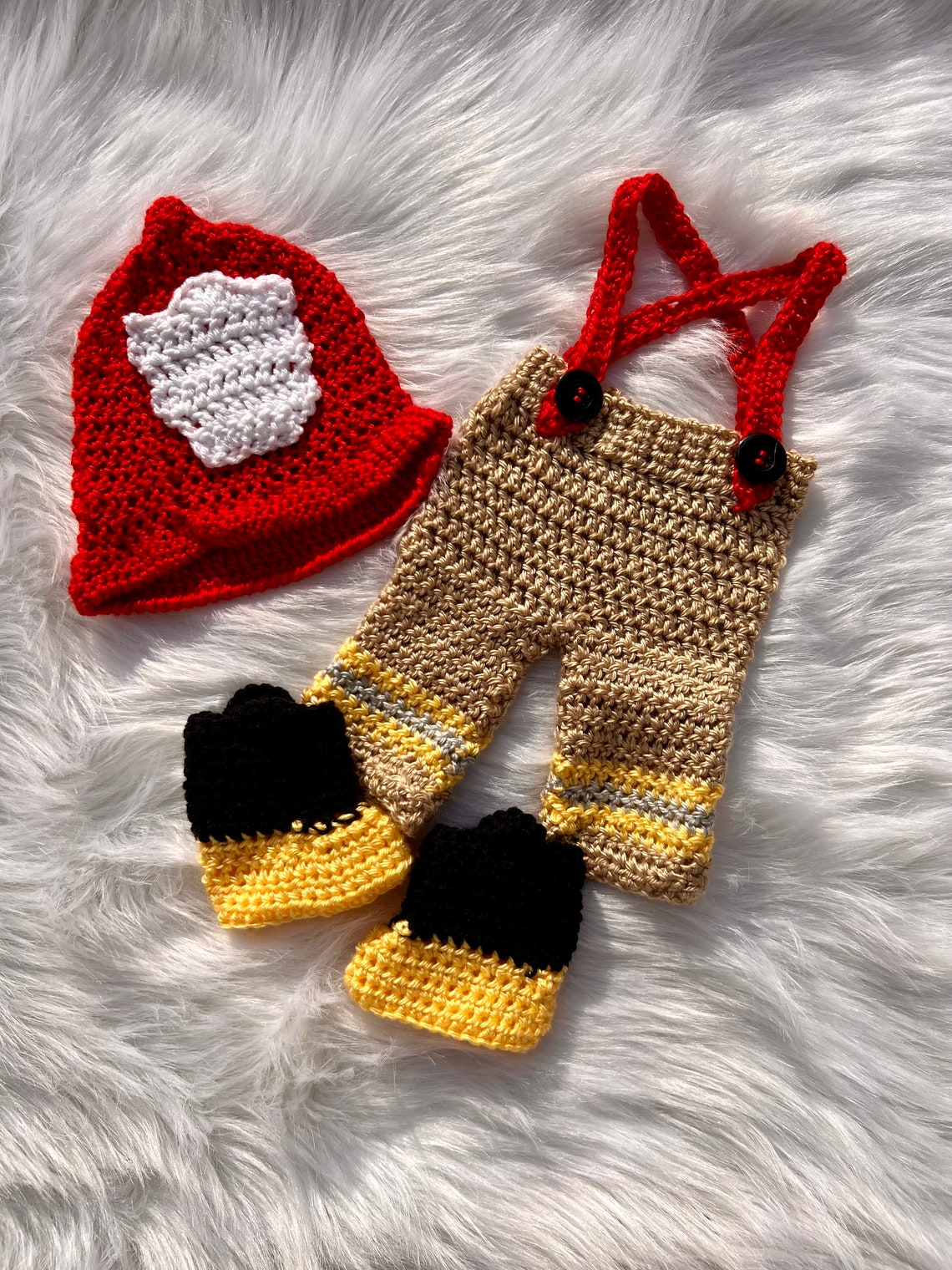 Crochet Fireman Set, Firefighter Newborn Outfit, Firefighter ...