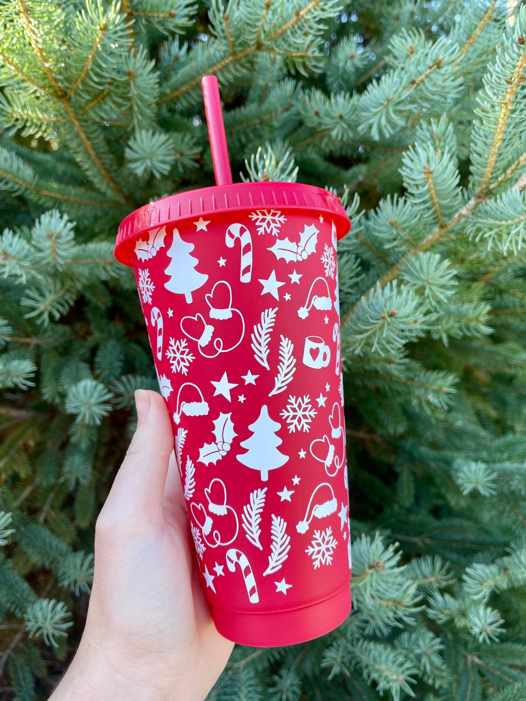 Christmas Cold Cup / Winter Cold Cup / Snowflake Cup / Boho Winter Cup ...