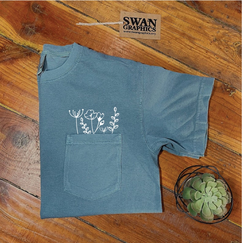 Delicate Floral Pocket Comfort Colors Shirt Flower Shirt - Etsy