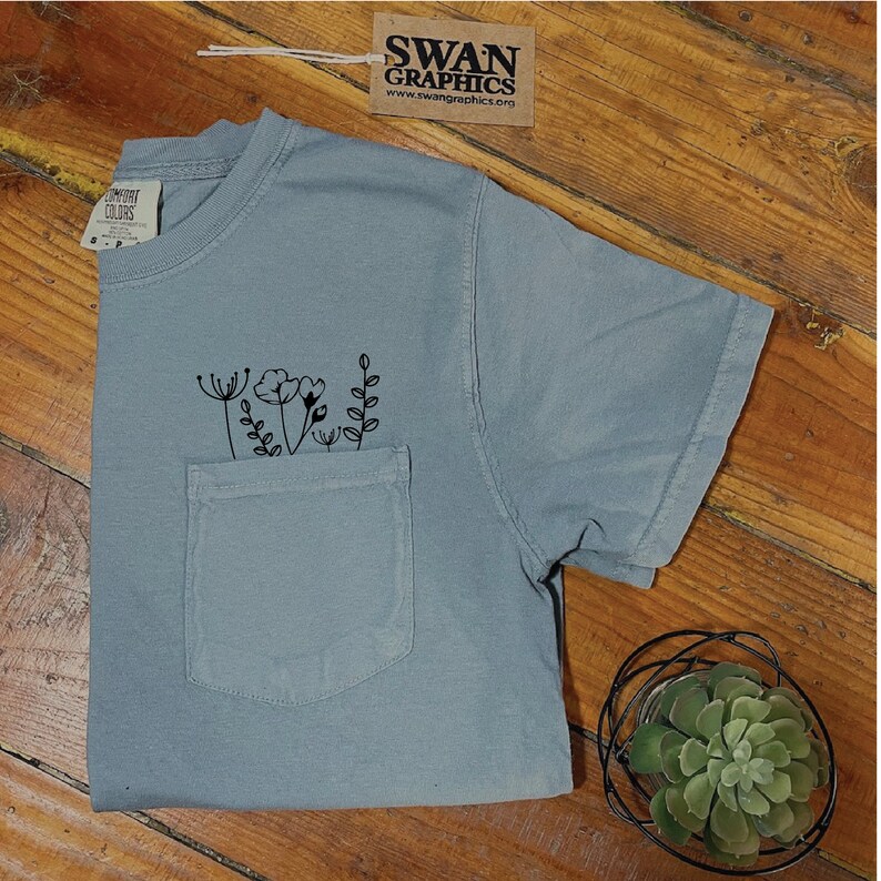 Delicate Floral Pocket Comfort Colors Shirt Flower Shirt - Etsy