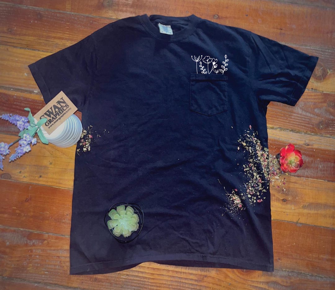 Delicate Floral Pocket Comfort Colors Shirt, Flower Shirt, Outdoor ...