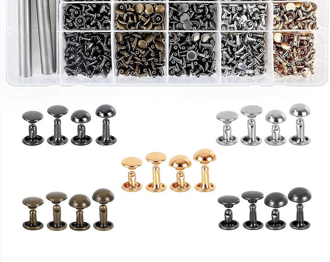 9mm Dome and Cap Rivet Kit - 480 Sets Mushroom and Double Cap Rivets ...