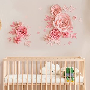 Paper Flowers - 3D Paper Flower Wall Display for Nursery, Weddings ...