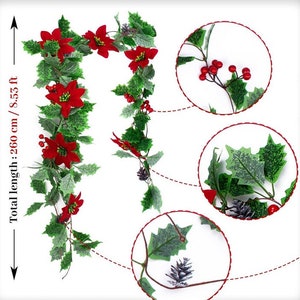 Christmas Garland- Holly Berry Garland- Poinsettia Garland - Etsy